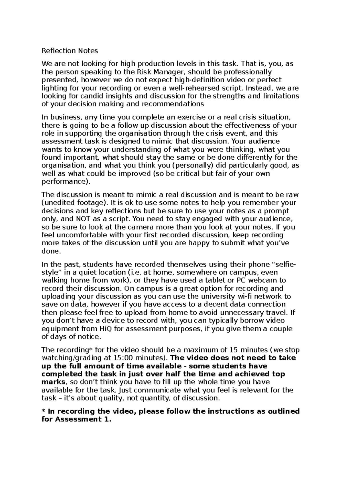 MGB236 Reflection Notes - Reflection Notes We are not looking for high ...