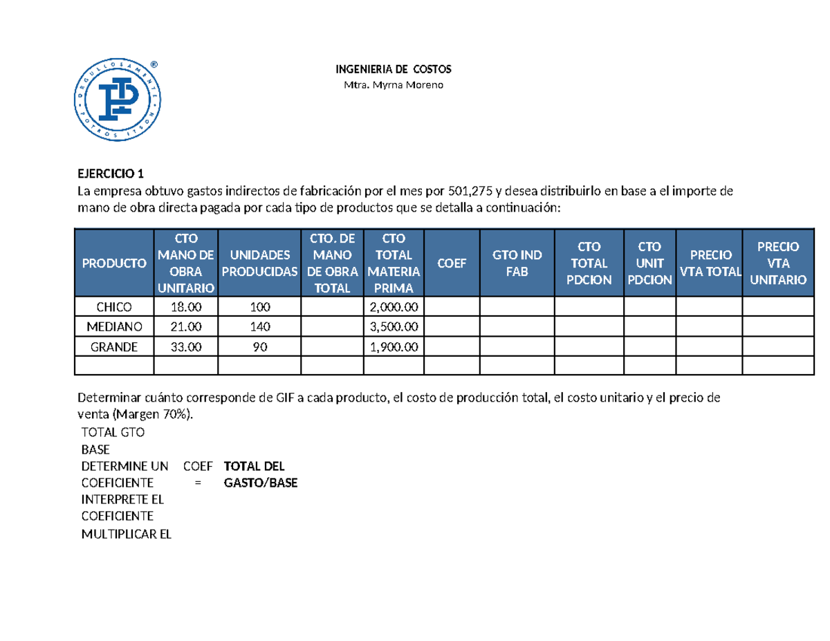 Asignacion Prorrateo-3 - Mtra. Myrna Moreno EJERCICIO 1 La empresa ...