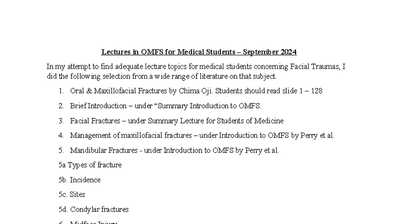 OMFS Lectures: Facial Trauma Insights for Med Students - Sept 2024 ...