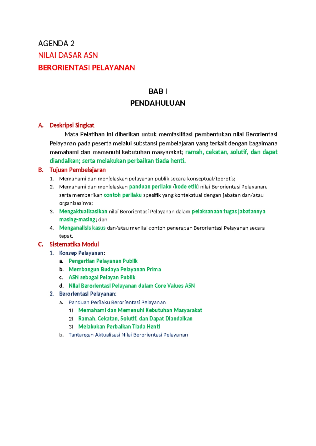 Resume Kompeten ASN BerAkhlak: Panduan dan Karakteristik Utama - Studocu