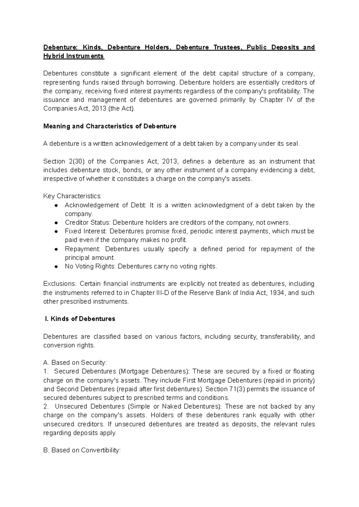 Debentures: Types, Holders, Trustees & Legal Framework (Company Law ...