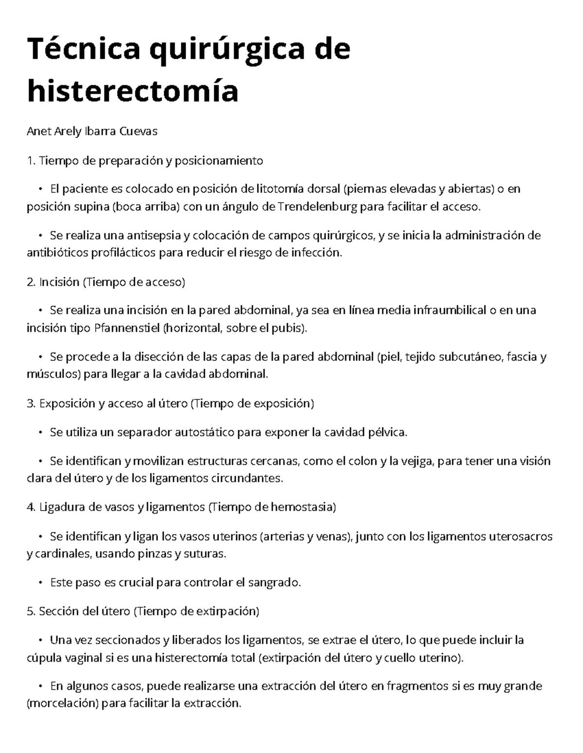 Técnica Quirúrgica de Histerectomía: Guía Completa para Estudiantes ...