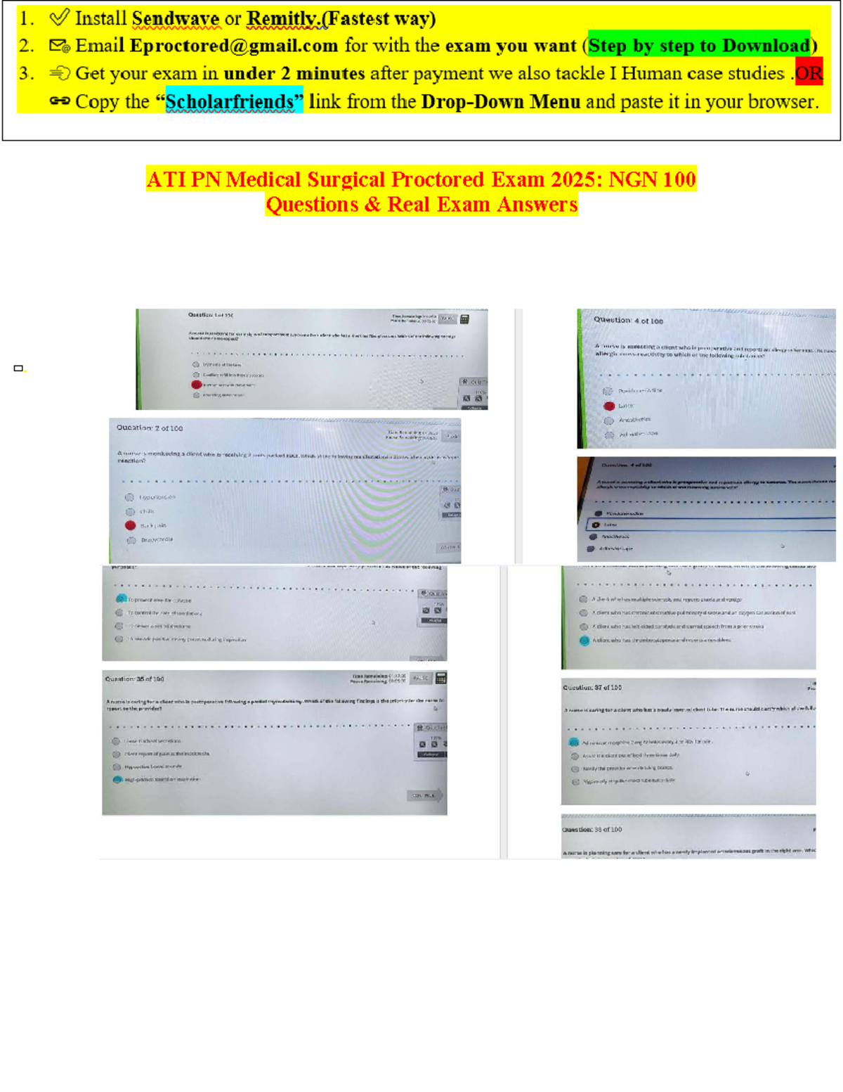 ATI PN Medical Surgical Proctored Exam 2025: NGN 100 questions and answers - Studocu