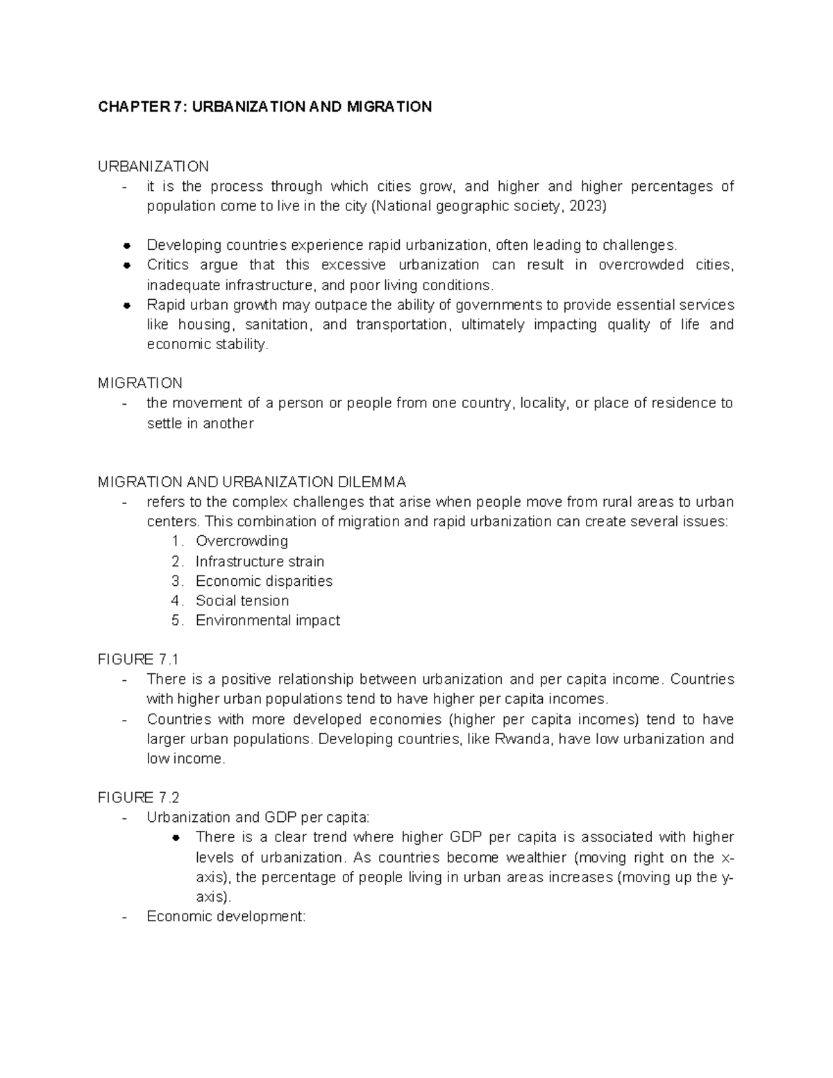 CHAPTER 7: URBANIZATION AND MIGRATION ISSUES AND IMPACTS - Studocu