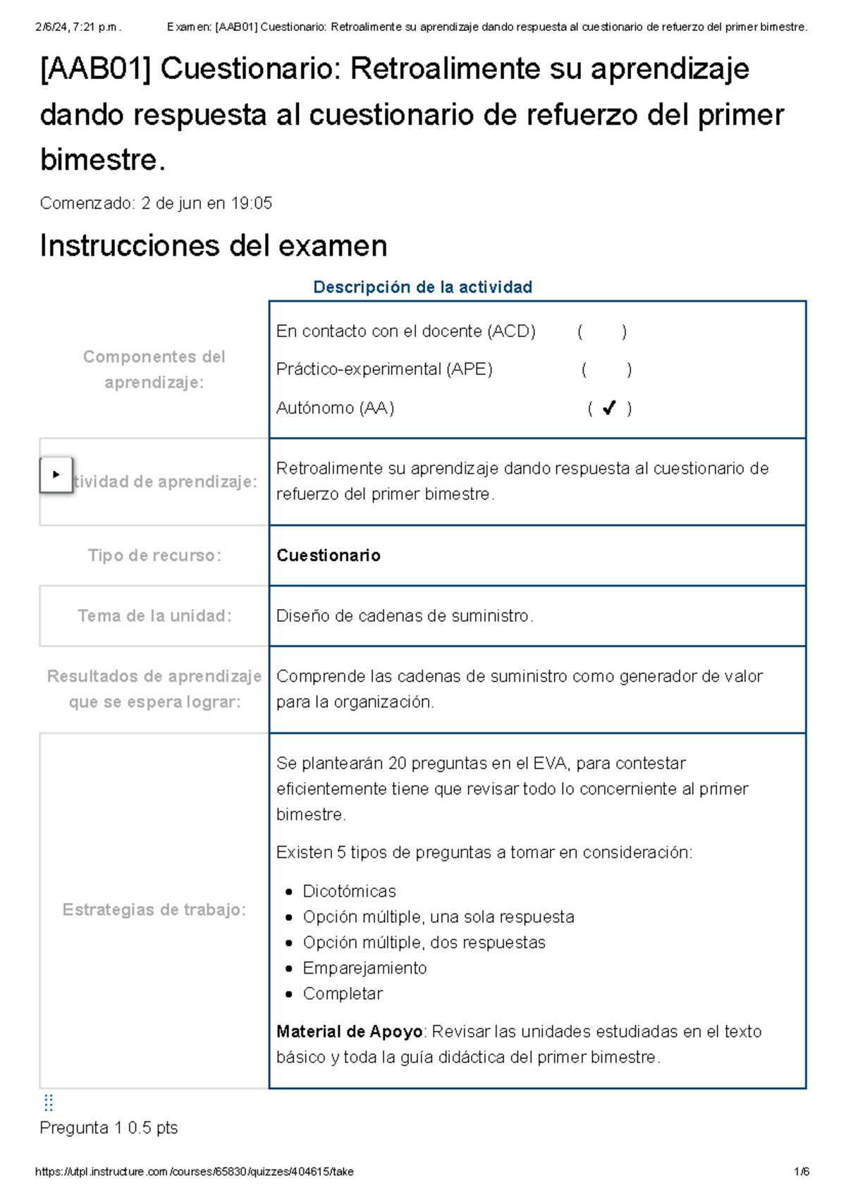 Examen [AAB01] Cuestionario Retroalimente su aprendizaje dando ...