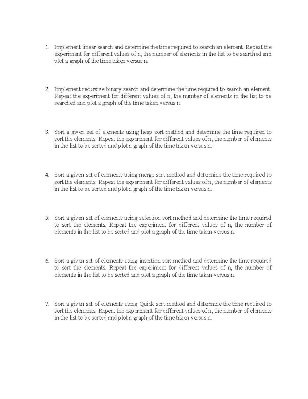 Final program list-1 - Implement linear search and determine the time ...