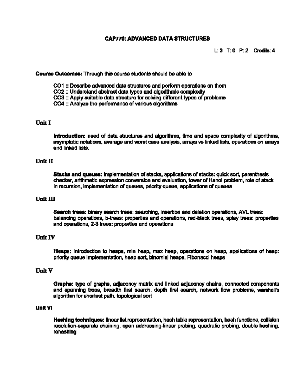 CAP 770 Advanced data structures syllabus - CAP770: ADVANCED DATA ...