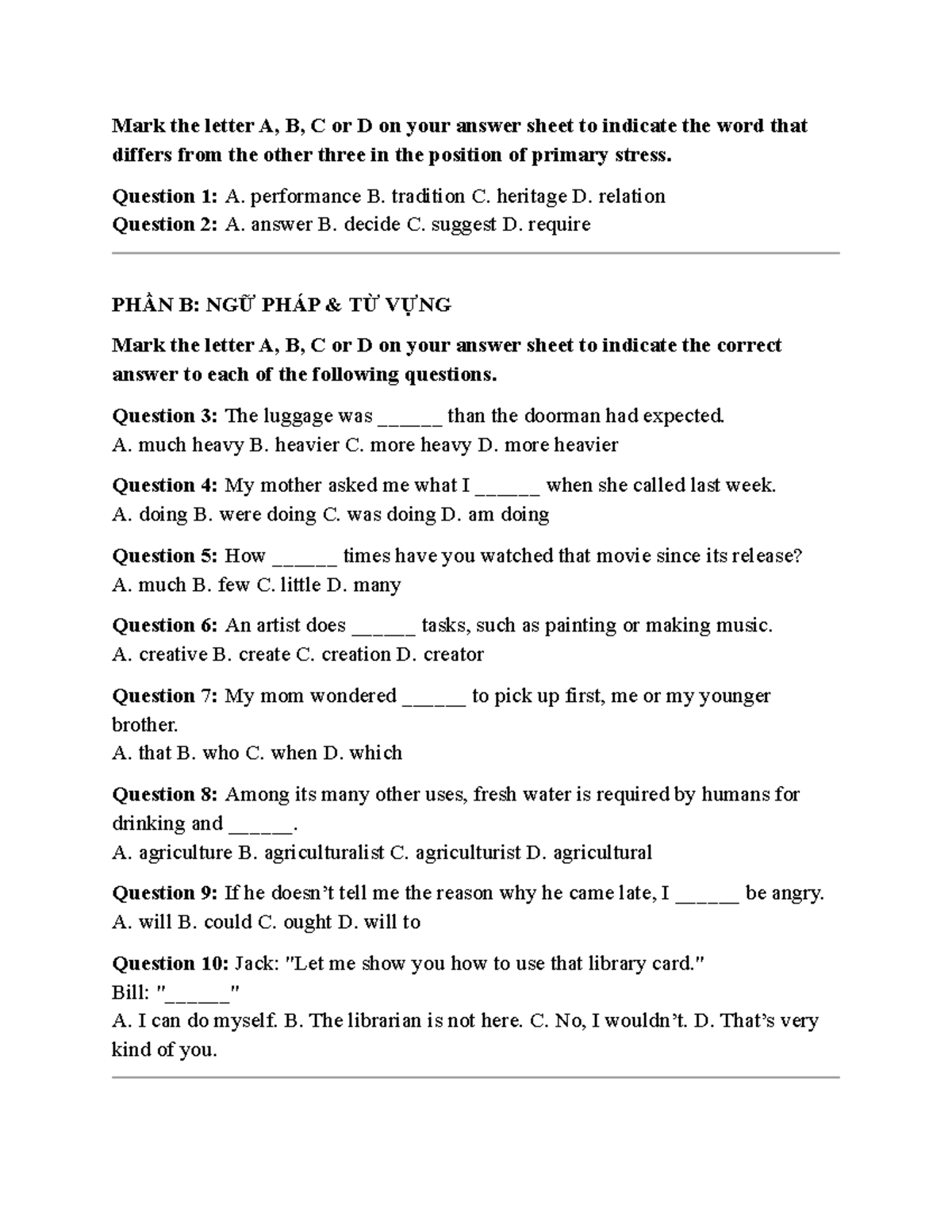 English Language Quiz Questions and Answers (ENG101) - Studocu