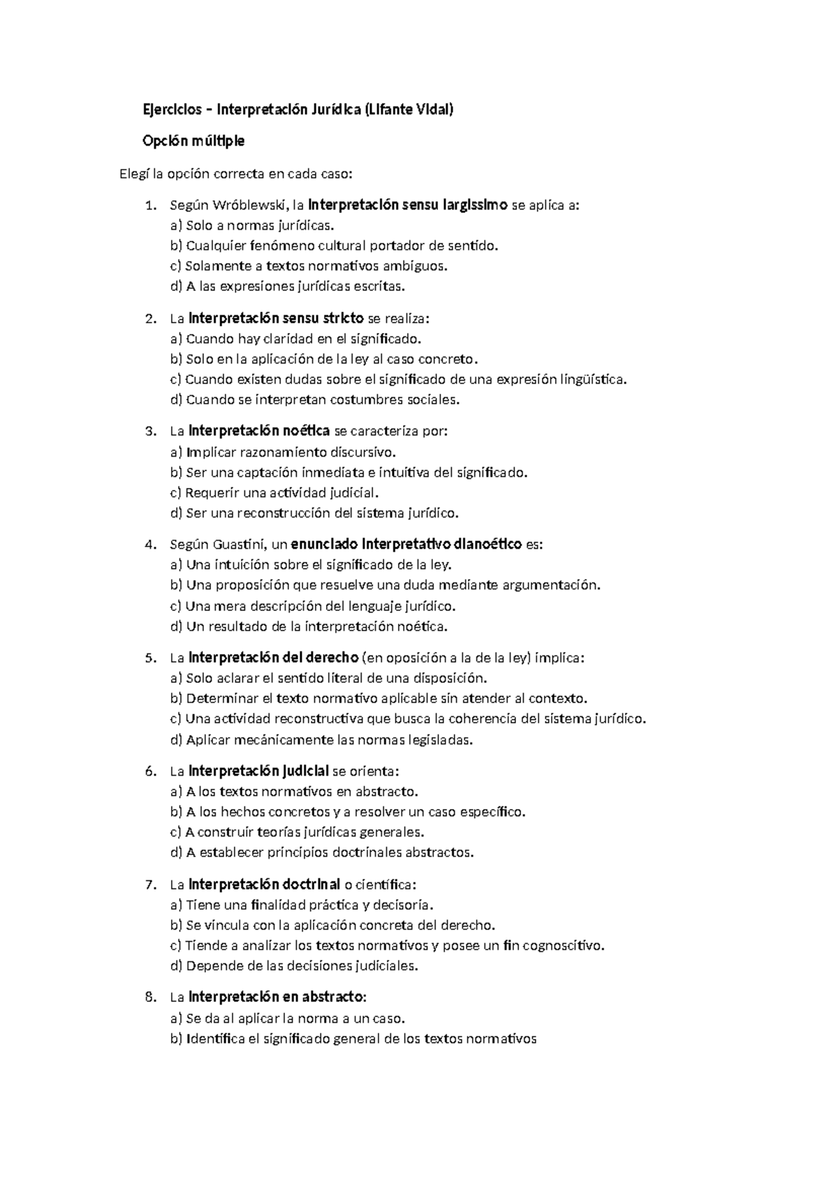 Repaso de Ejercicios de Interpretación Jurídica y Silogismo (Lifante ...