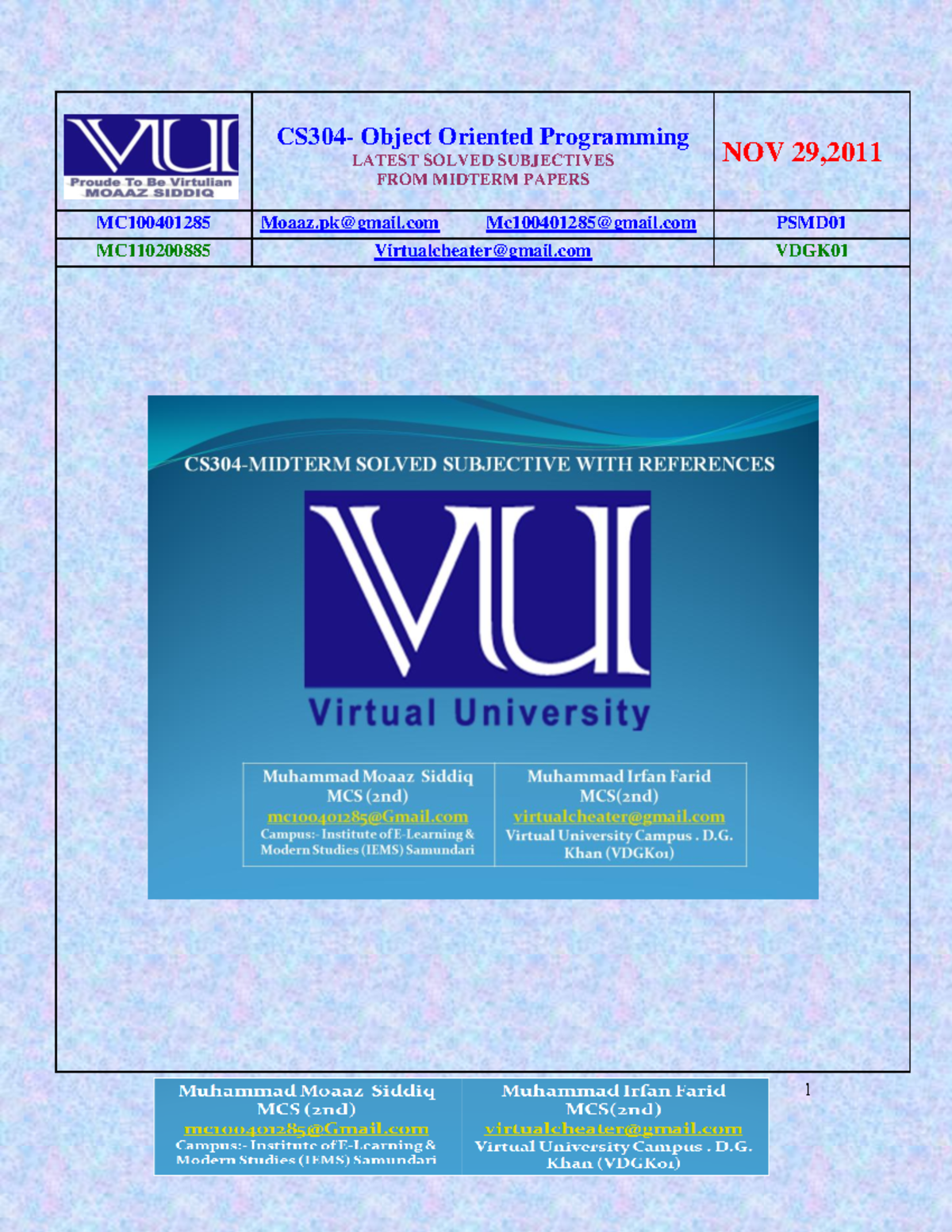 CS304 - Midterm Subjectives Solved With References by Moaaz - CS304 ...