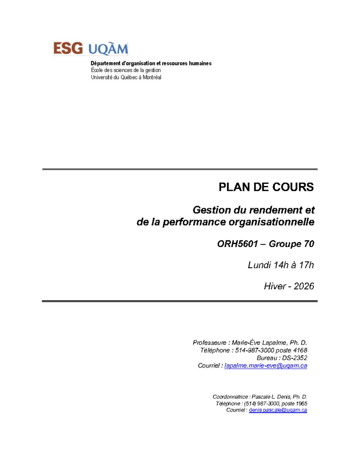 ORH5601 - Plan de Cours sur la Gestion de la Performance ...
