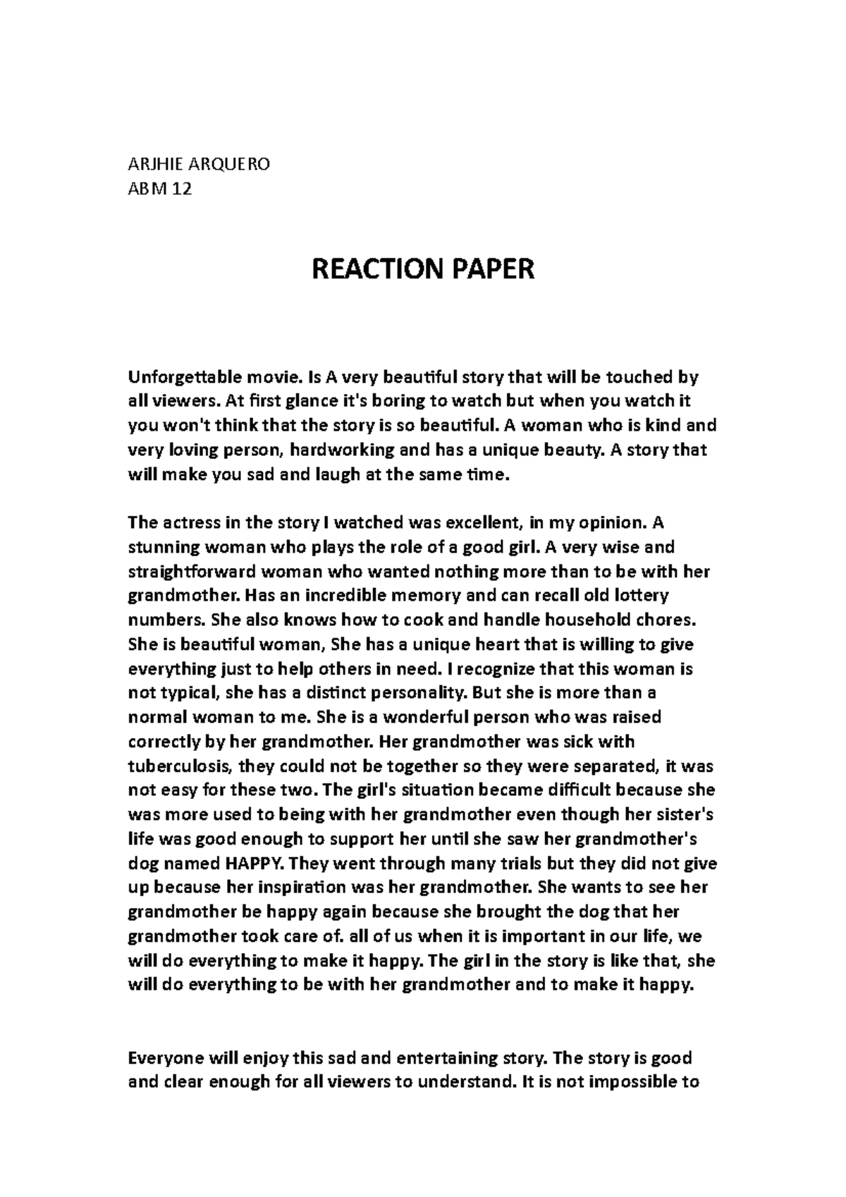 Reaction Paper - hahahah - ARJHIE ARQUERO ABM 12 REACTION PAPER ...