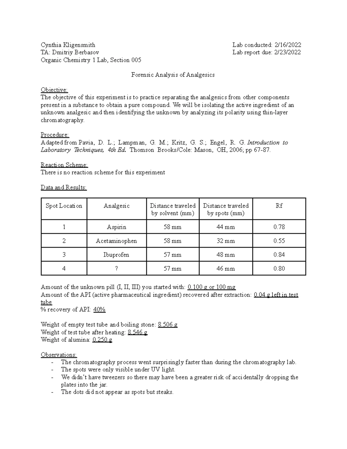 Module-2 lab report - Title: Experiment 4A: Determination of the Partition Coefficient of ...
