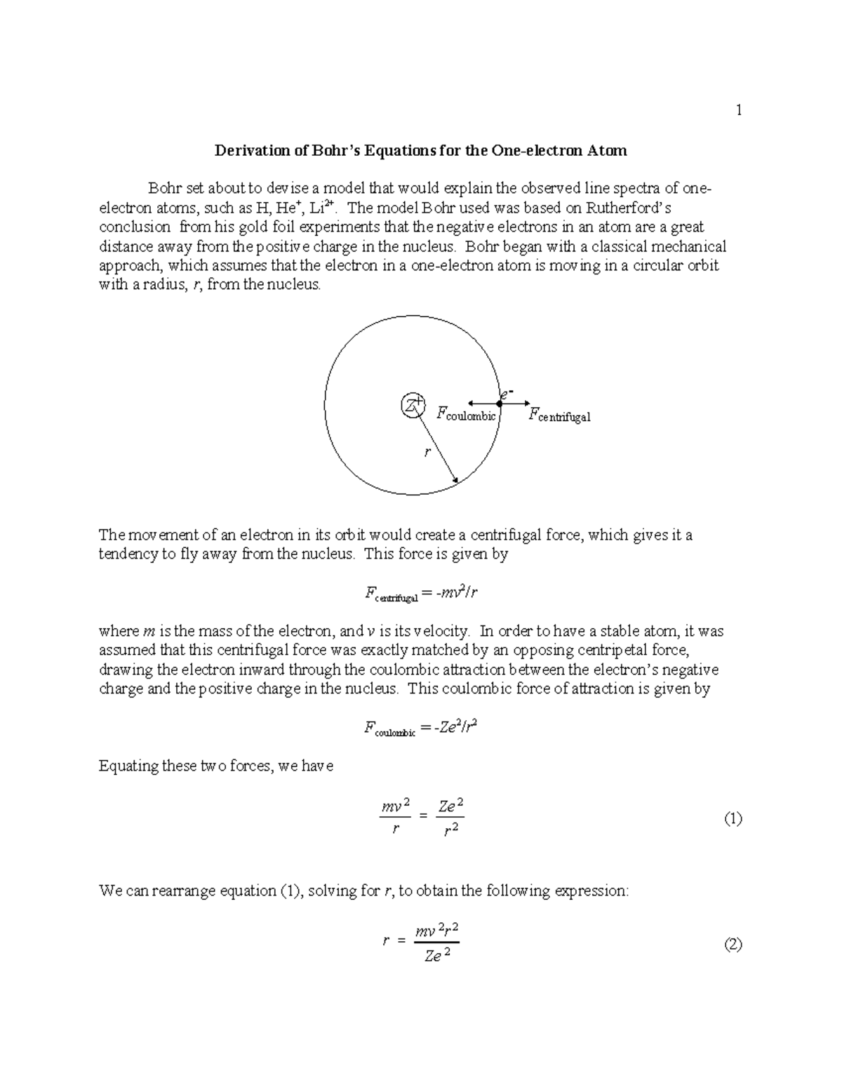 Bohr Equations Derivation - Understanding Atomic Models and Spectra ...