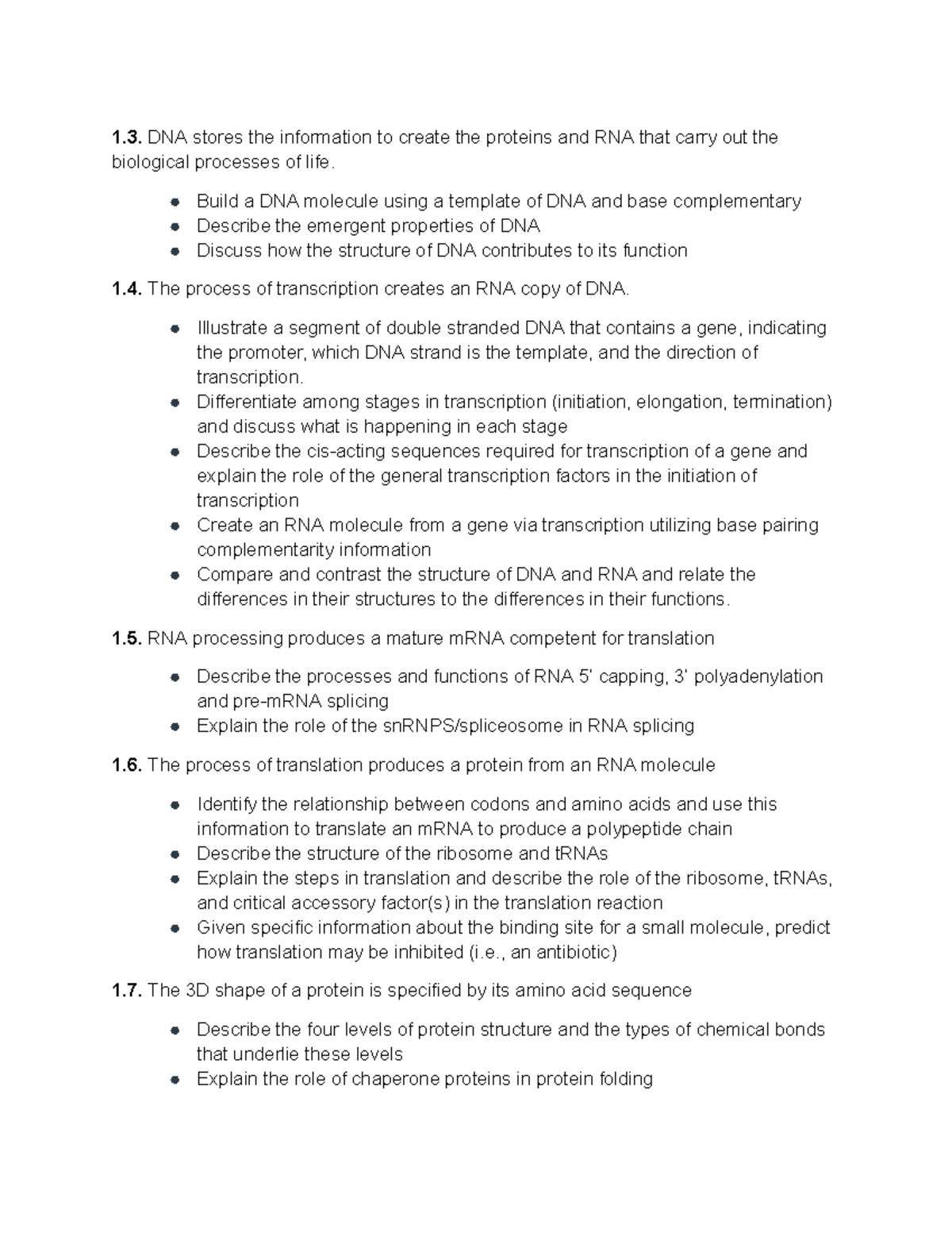 Biological Inquiry Quiz 2: DNA, RNA, and Protein Processes Explained ...