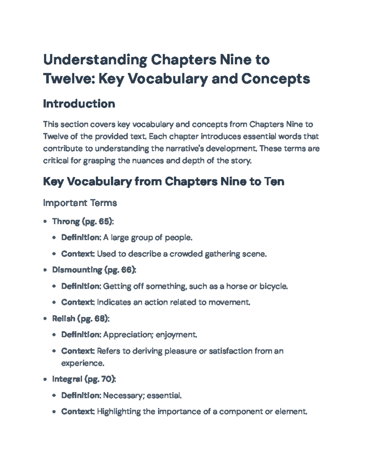 Key Vocabulary Analysis: Chapters 9-12 Summary and Insights ...