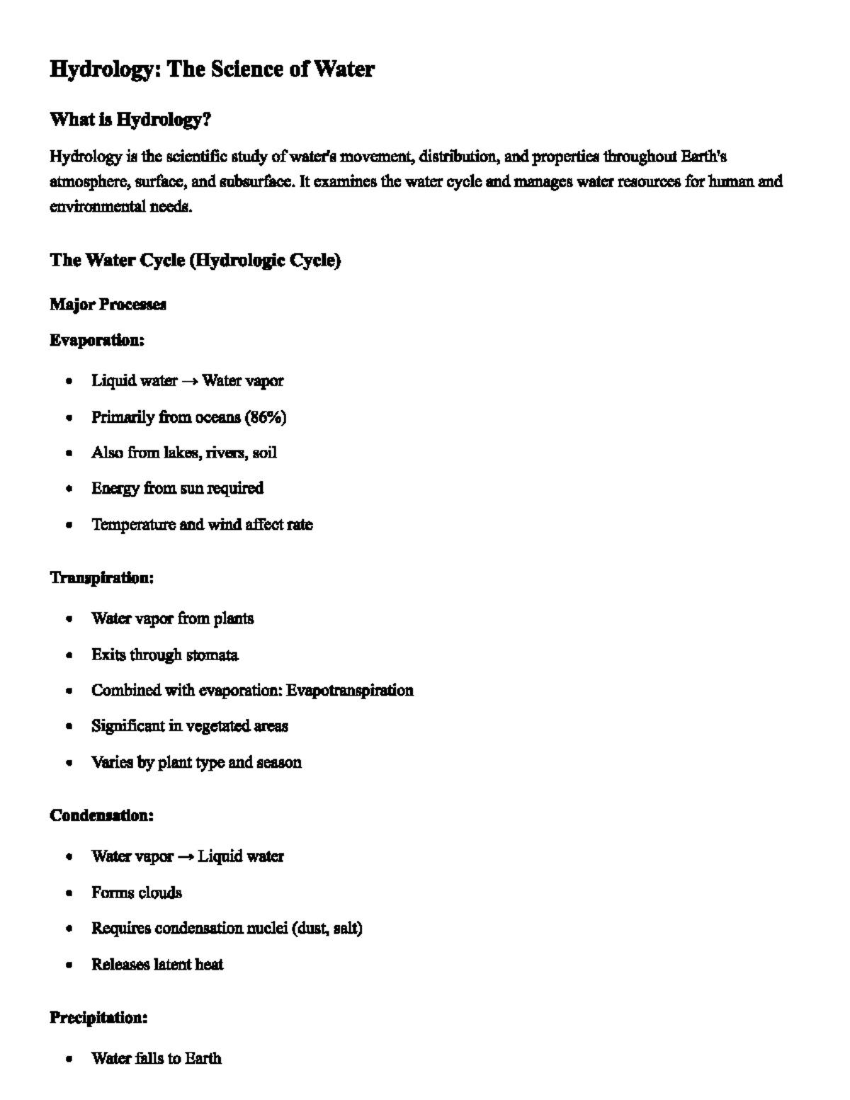 Hydrology (Course Code): Understanding Water Movement and Resources ...