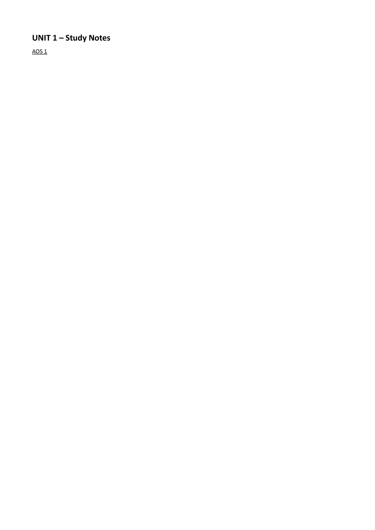 VCE Business Management Unit 1 Exam Study Notes - Studocu