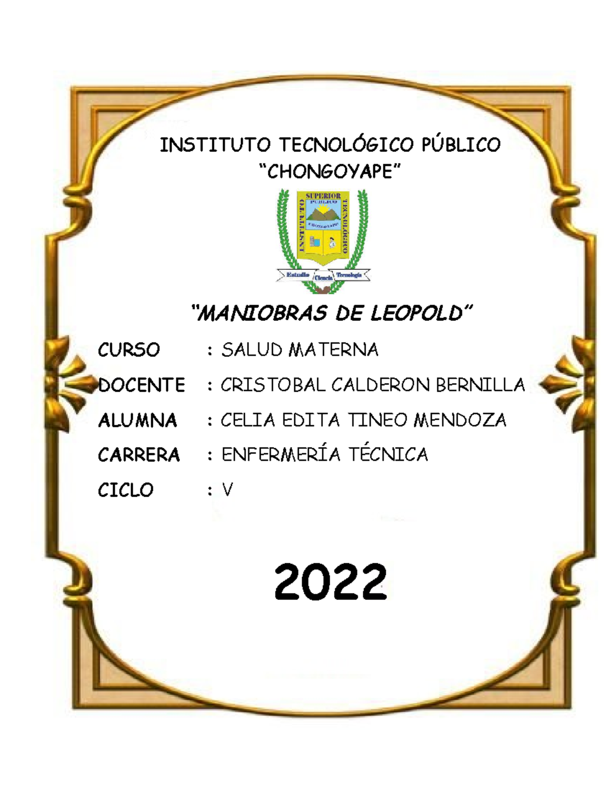 Maniobra DE Leopold Celia Tineo - INSTITUTO TECNOLÓGICO PÚBLICO ...
