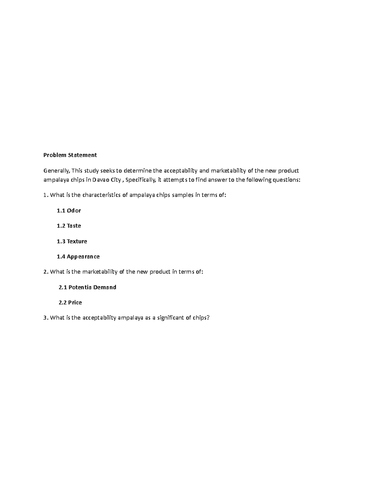 FS 2024 - Feasibility Study on Ampalaya Chips Marketability - Studocu