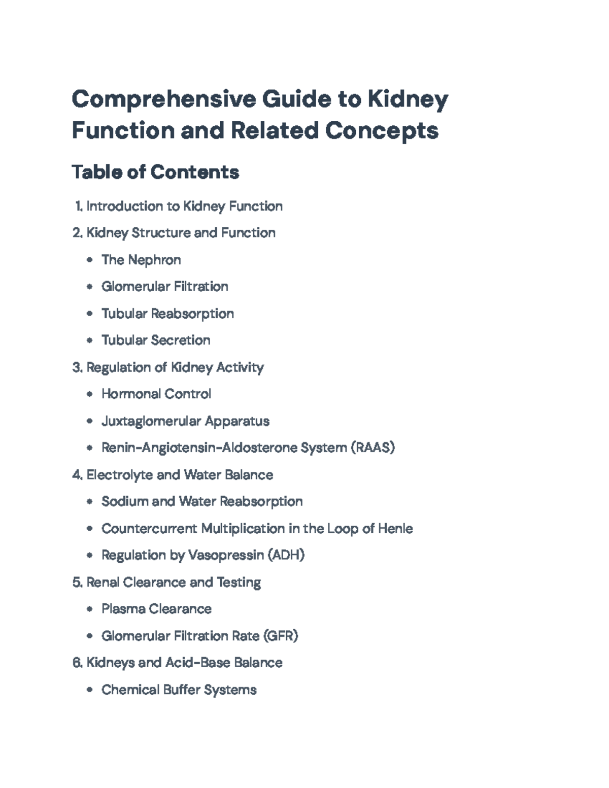 Comprehensive Guide to Kidney Function and Related Concepts - Kidneys ...