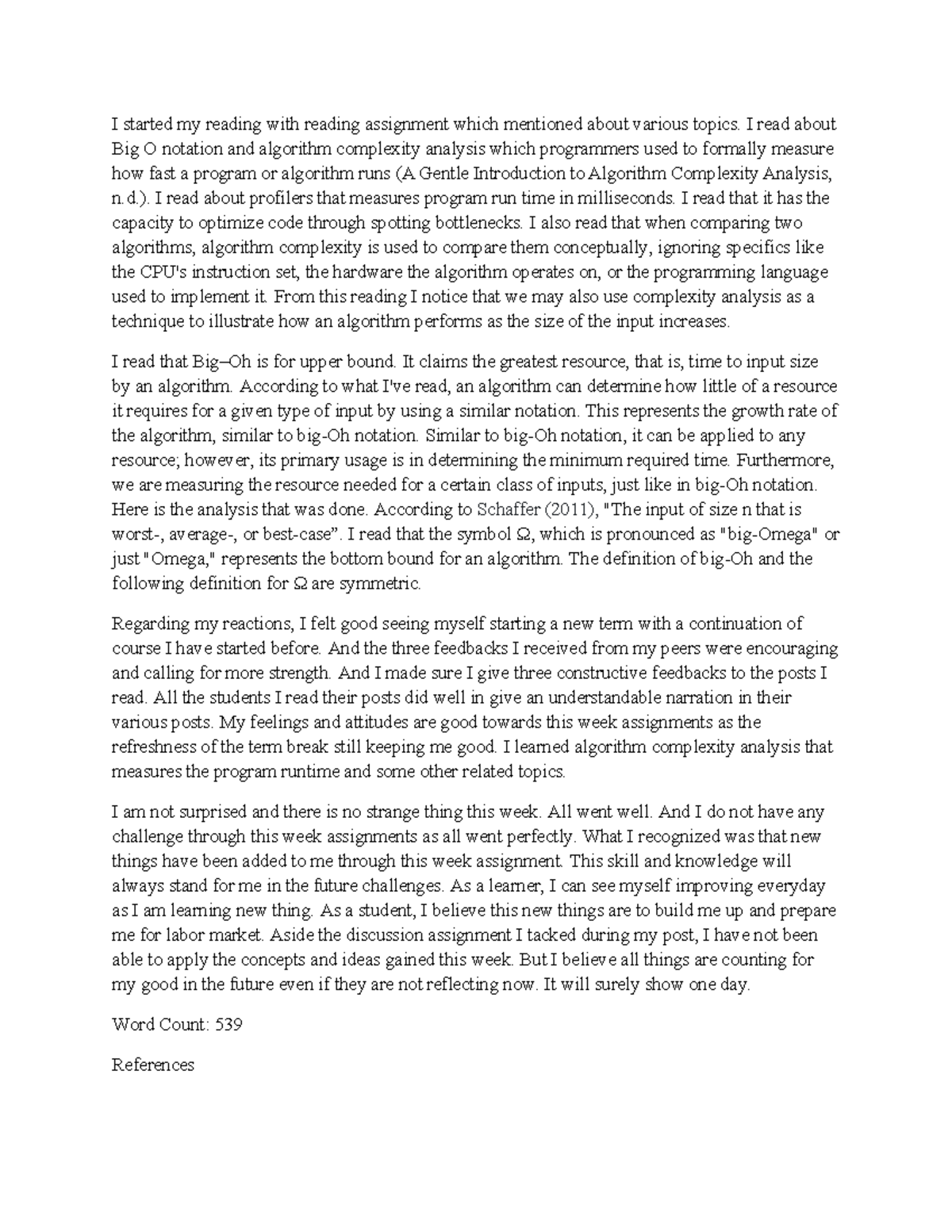 CS 3304 Discussion Assignment 1 - Insights on Algorithm Complexity Analysis - Studocu