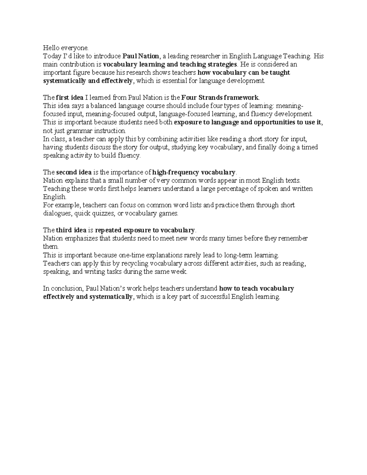 Paul Nation's Strategies for Effective Vocabulary Teaching - Studocu