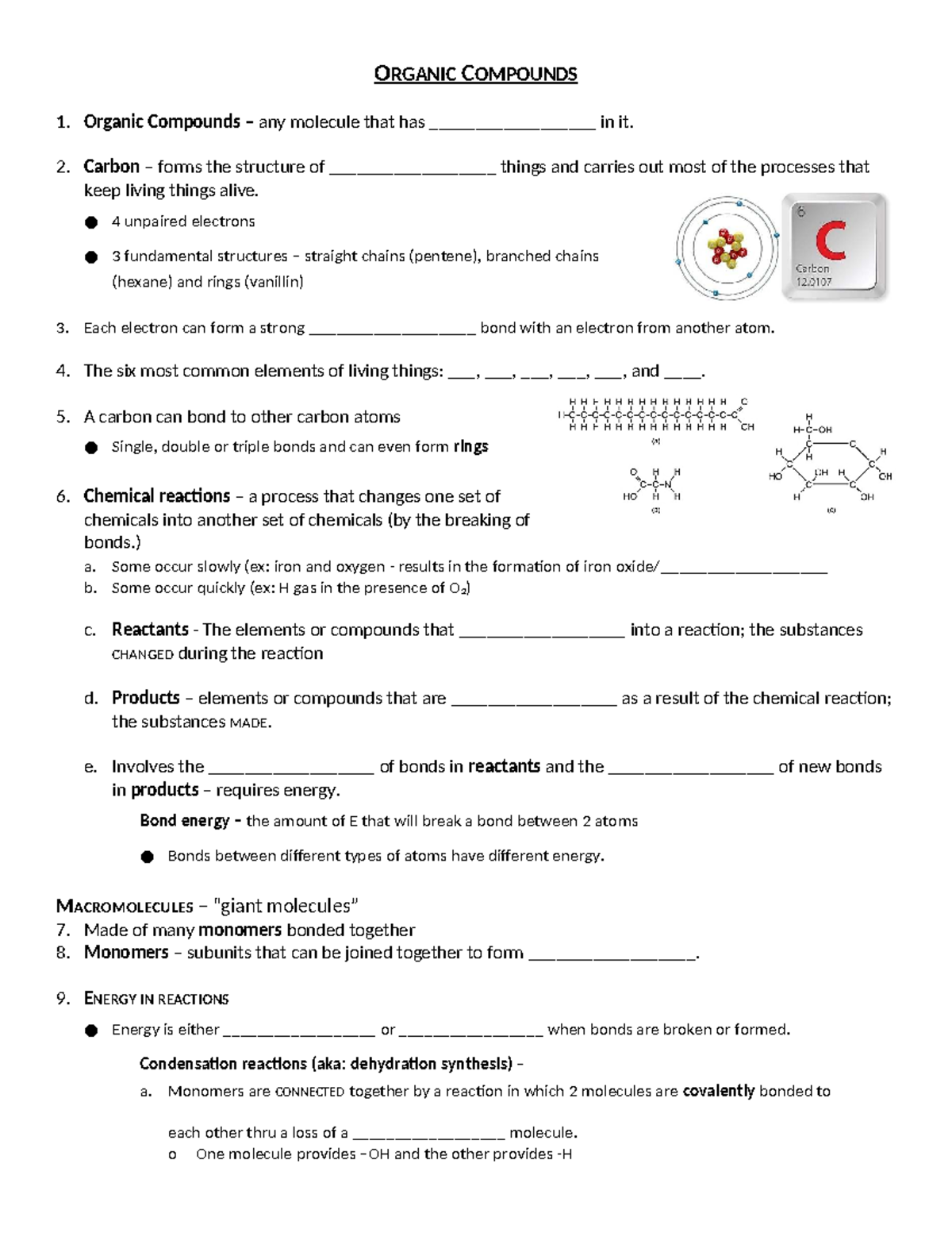Understanding Organic Compounds: Structure, Function, and Reactions ...