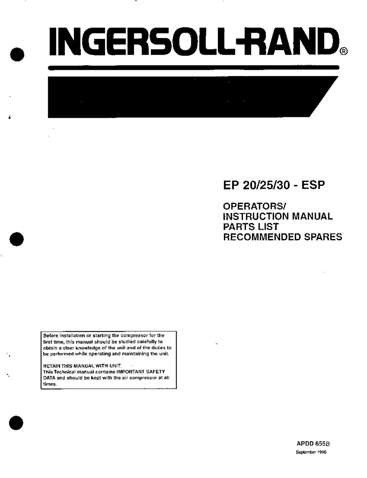 TA-020-TA-025 User Manual & Parts List for 30 HP Raydel Compressor ...
