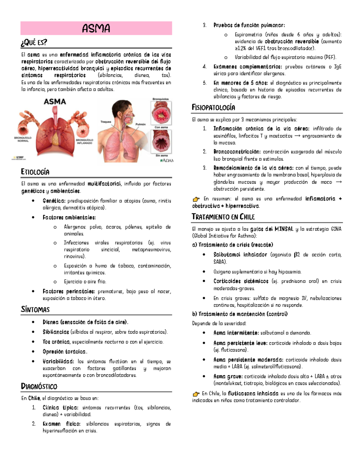 ASMA - Información sobre el manejo y diagnóstico del asma - Studocu