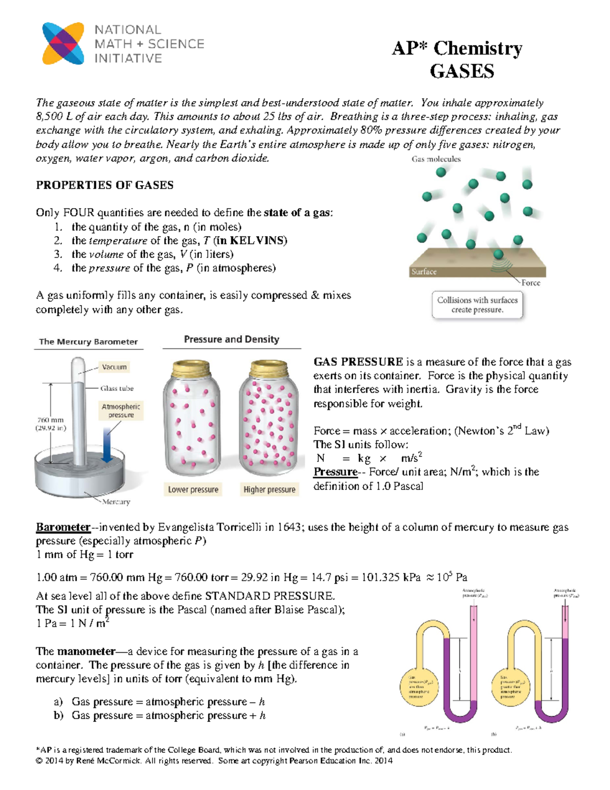 AP Chemistry Lecture: Properties and Laws of Gases (05) - Studocu