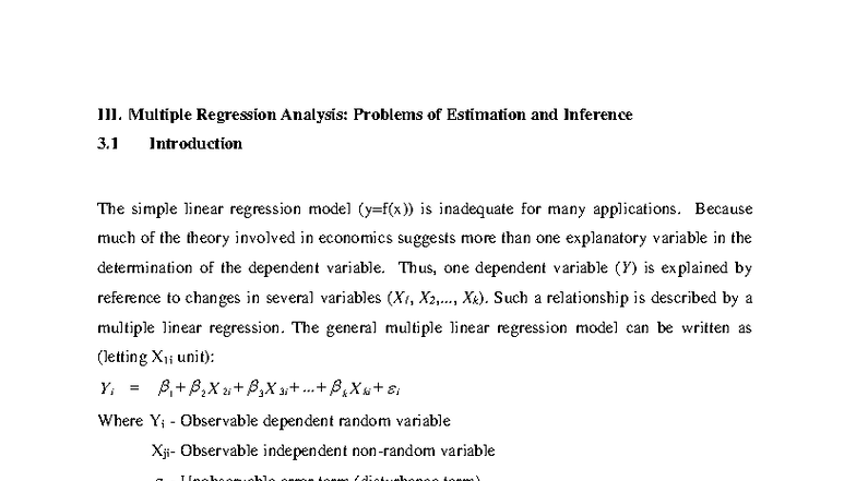 Chap 3 Econometrics jonse - III. Multiple Regression Analysis: Problems ...