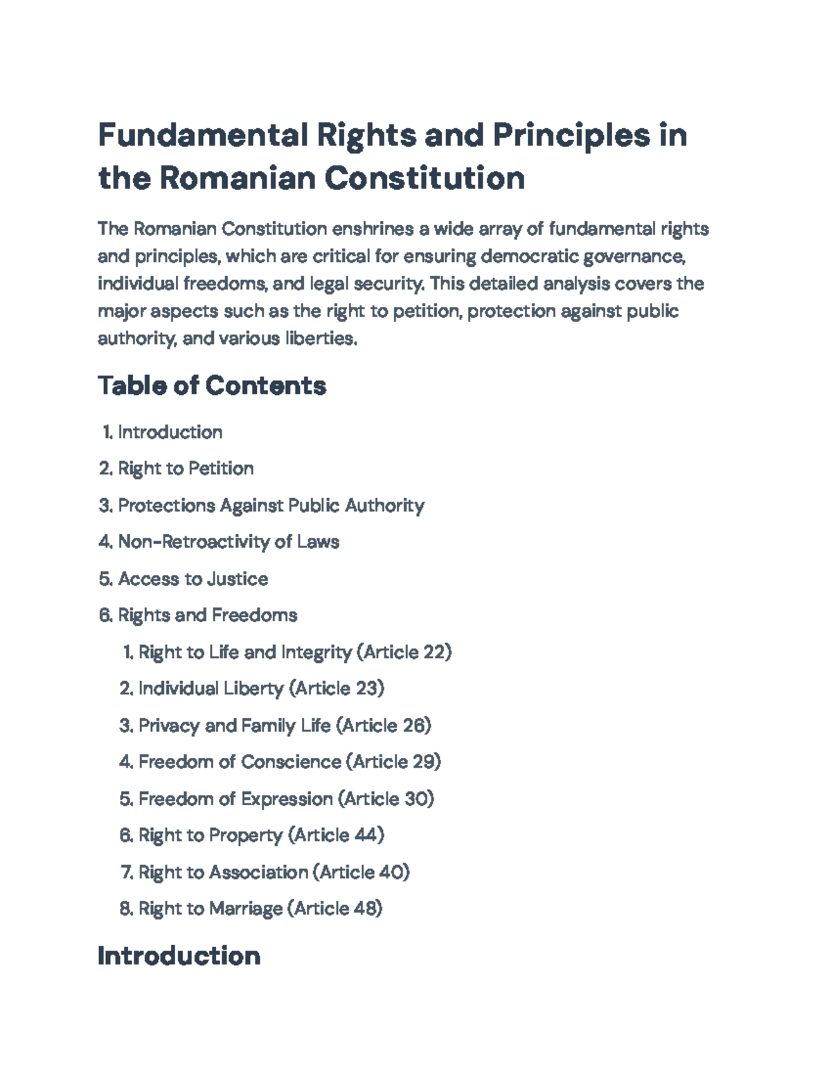 Fundamental Rights and Principles in the Romanian Constitution Overview ...