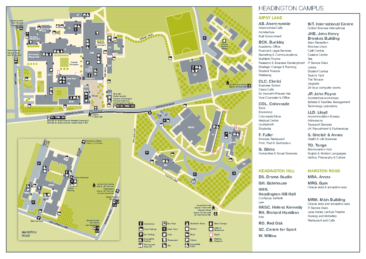 Updated Headington Campus Map: Key Locations and Services 2018 - Studocu