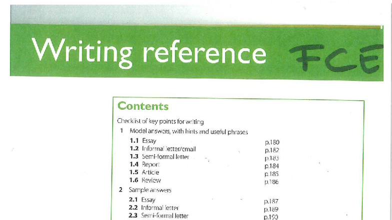 FCE Writing Reference: Comprehensive Guide for Essays and More ...