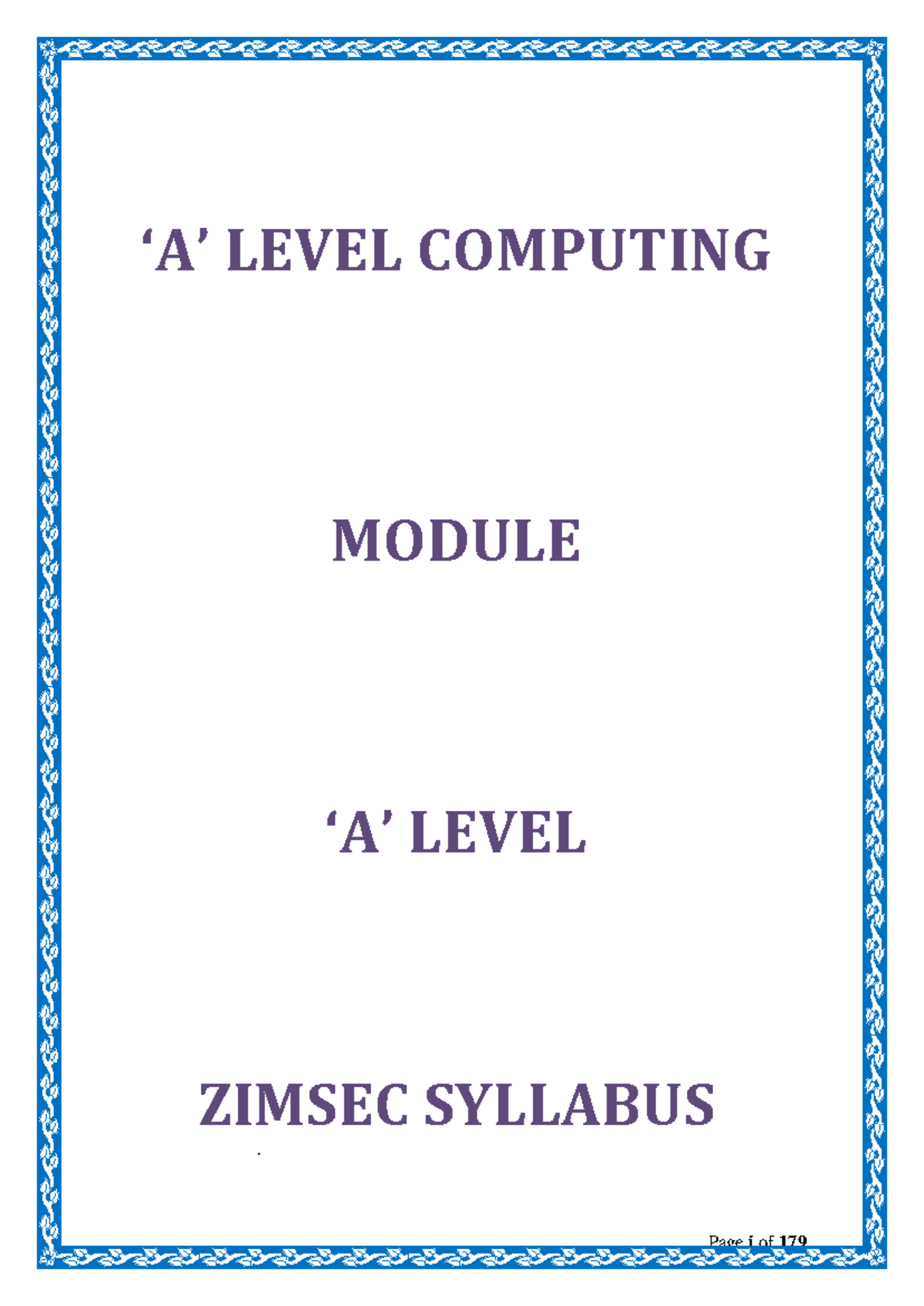 A Level Computing Module ZIMSEC Syllabus Notes - Studocu