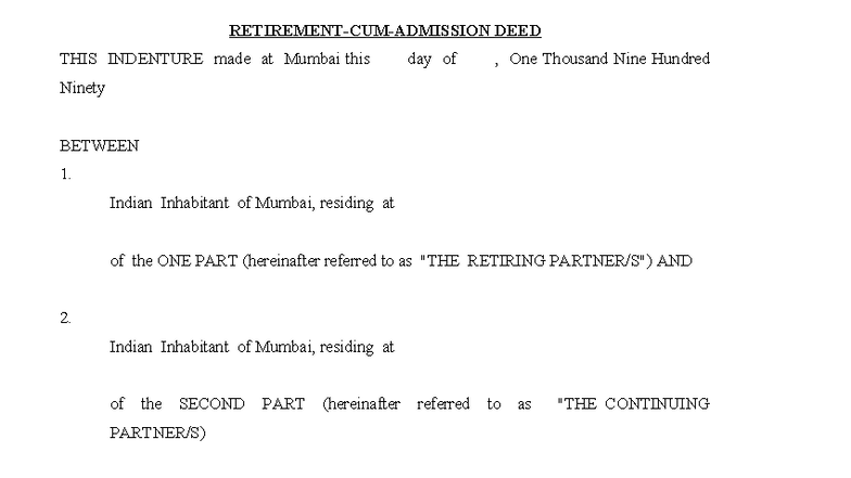 Partnership Deed: Retirement & Admission Agreement (25603) - Studocu