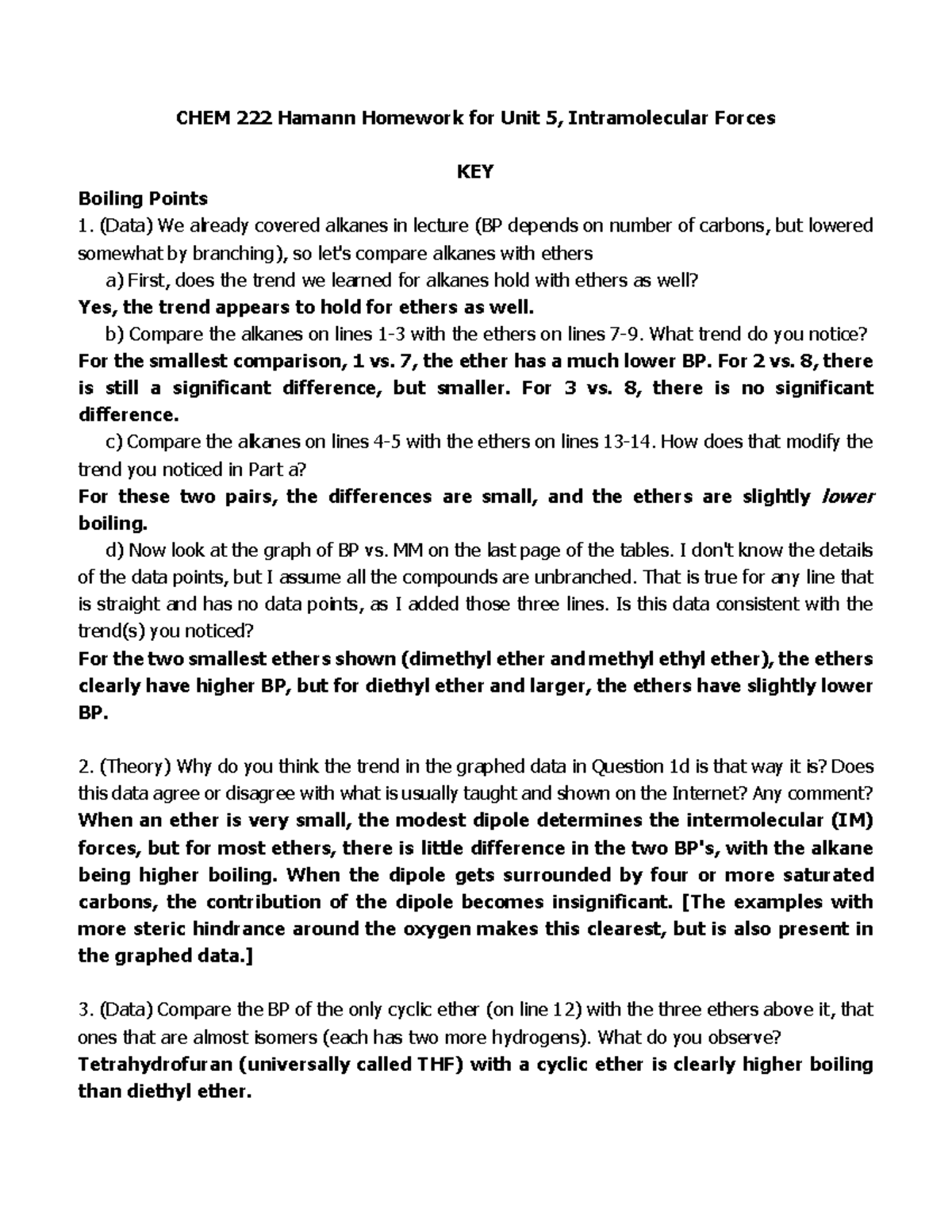 CHEM 222 Unit 5 Hamann HW F23 KEY - CHEM 222 Hamann Homework for Unit 5 ...