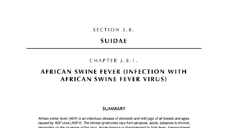 African Swine Fever (ASF) Diagnosis and Epidemiology: A Comprehensive ...