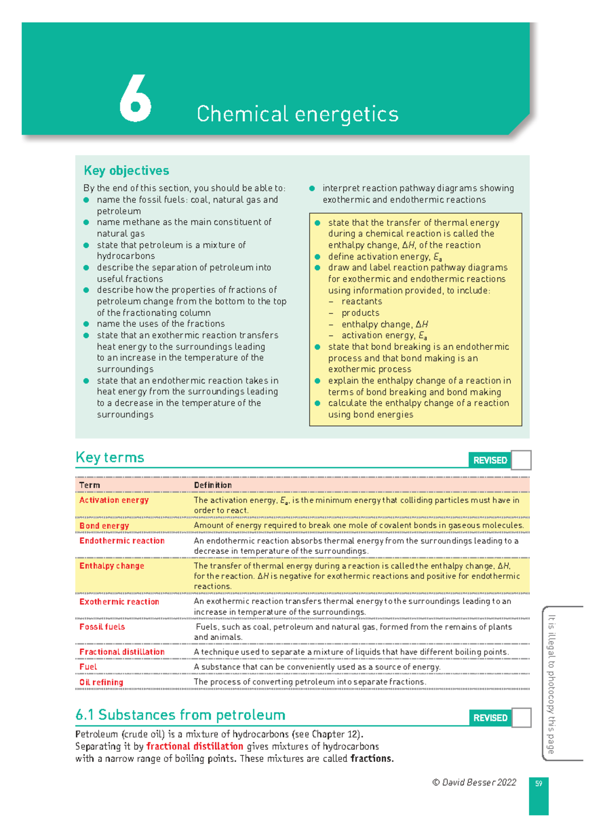 IGCSE Chemistry 6: Chemical Energetics Overview and Key Concepts - Studocu