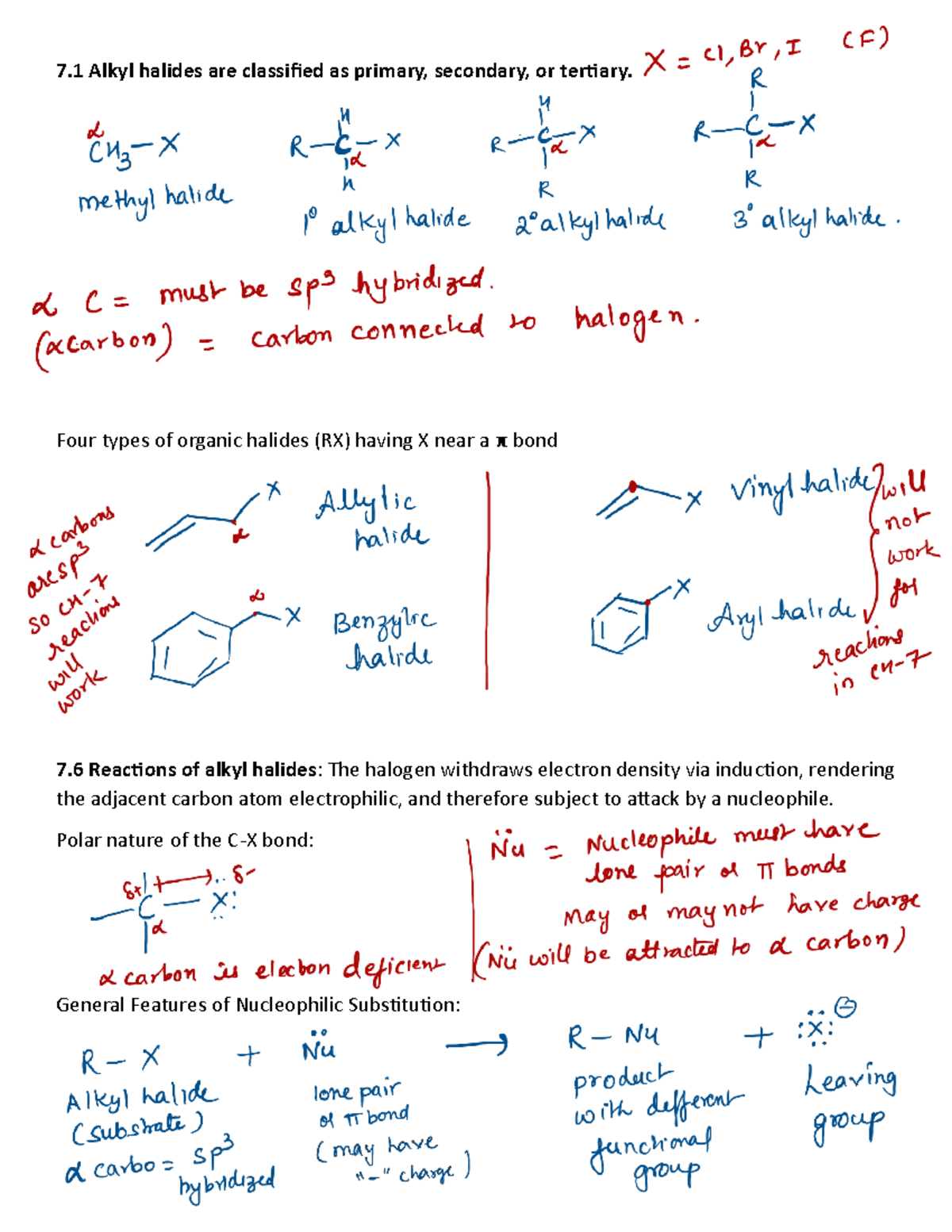 Ch-7 Notes: Alkyl Halides & Nucleophilic Substitution Mechanisms - Studocu