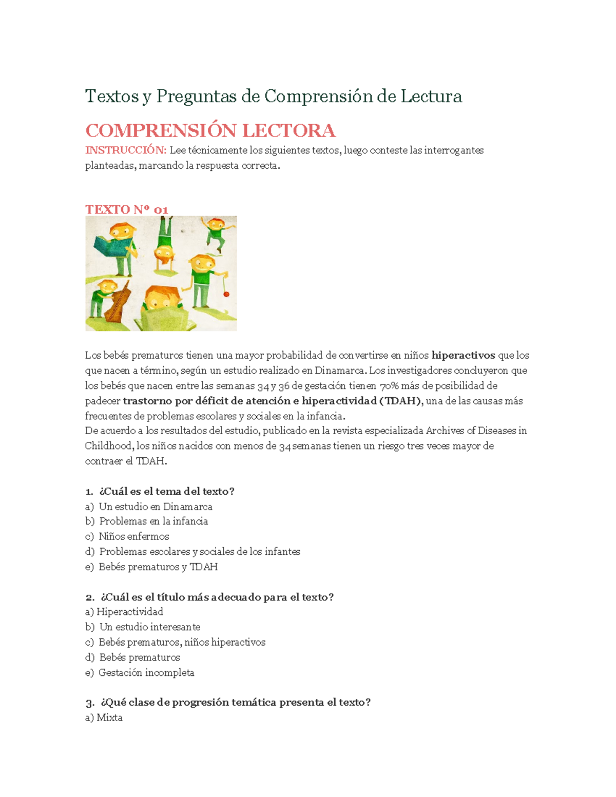 Textos y Preguntas de Comprensión Lectora - Interrogantes y Respuestas ...