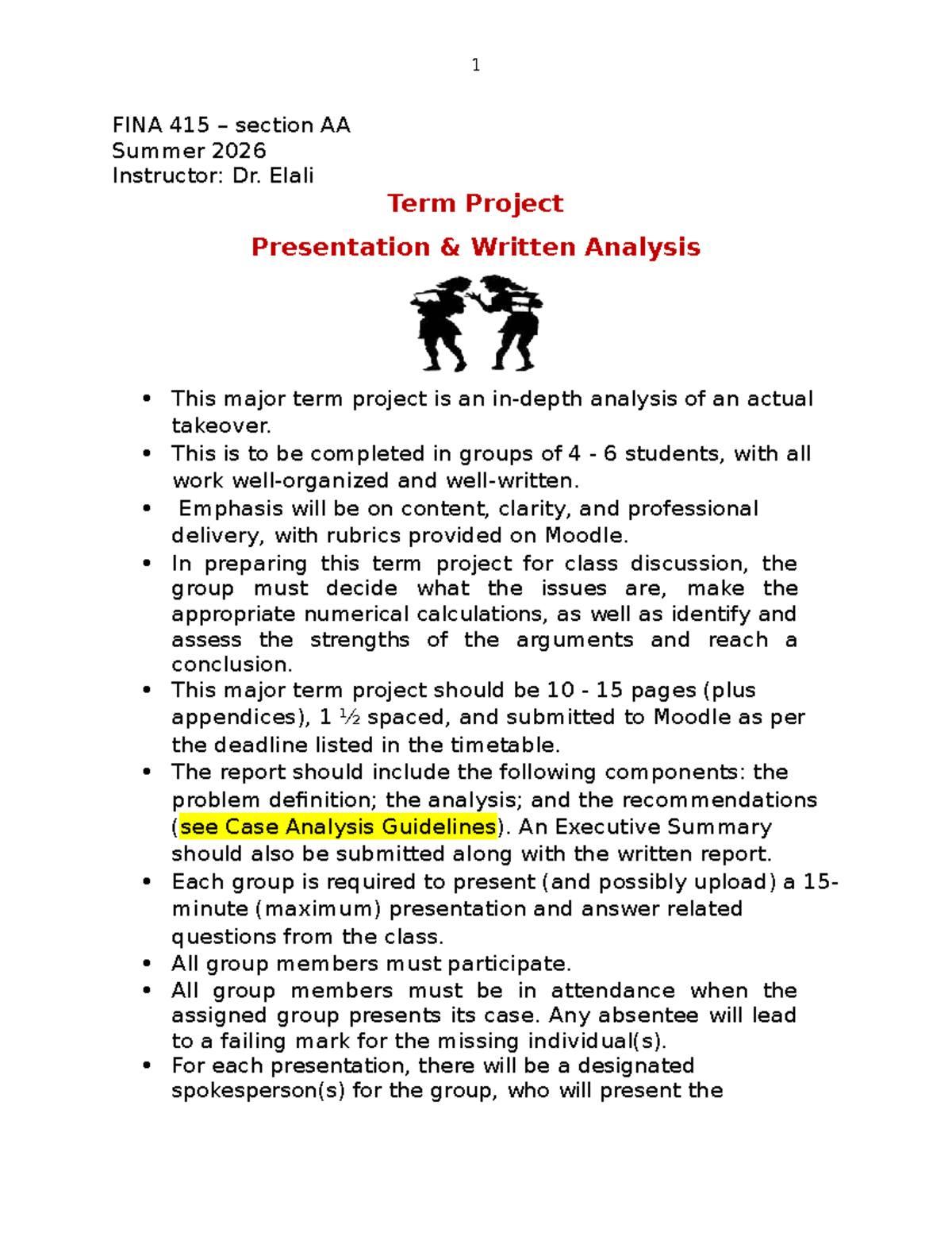 FINA 415 - Summer 2026 Term Project Presentation Guidelines - Studocu
