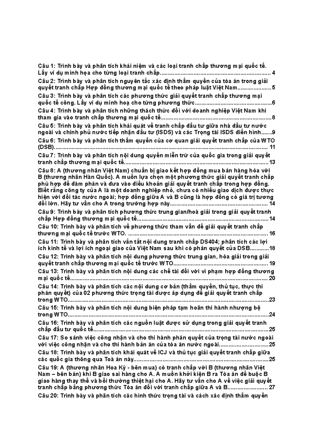 Giải quyết tranh chấp thương mại quốc tế: Phân tích và Thách thức - Studocu