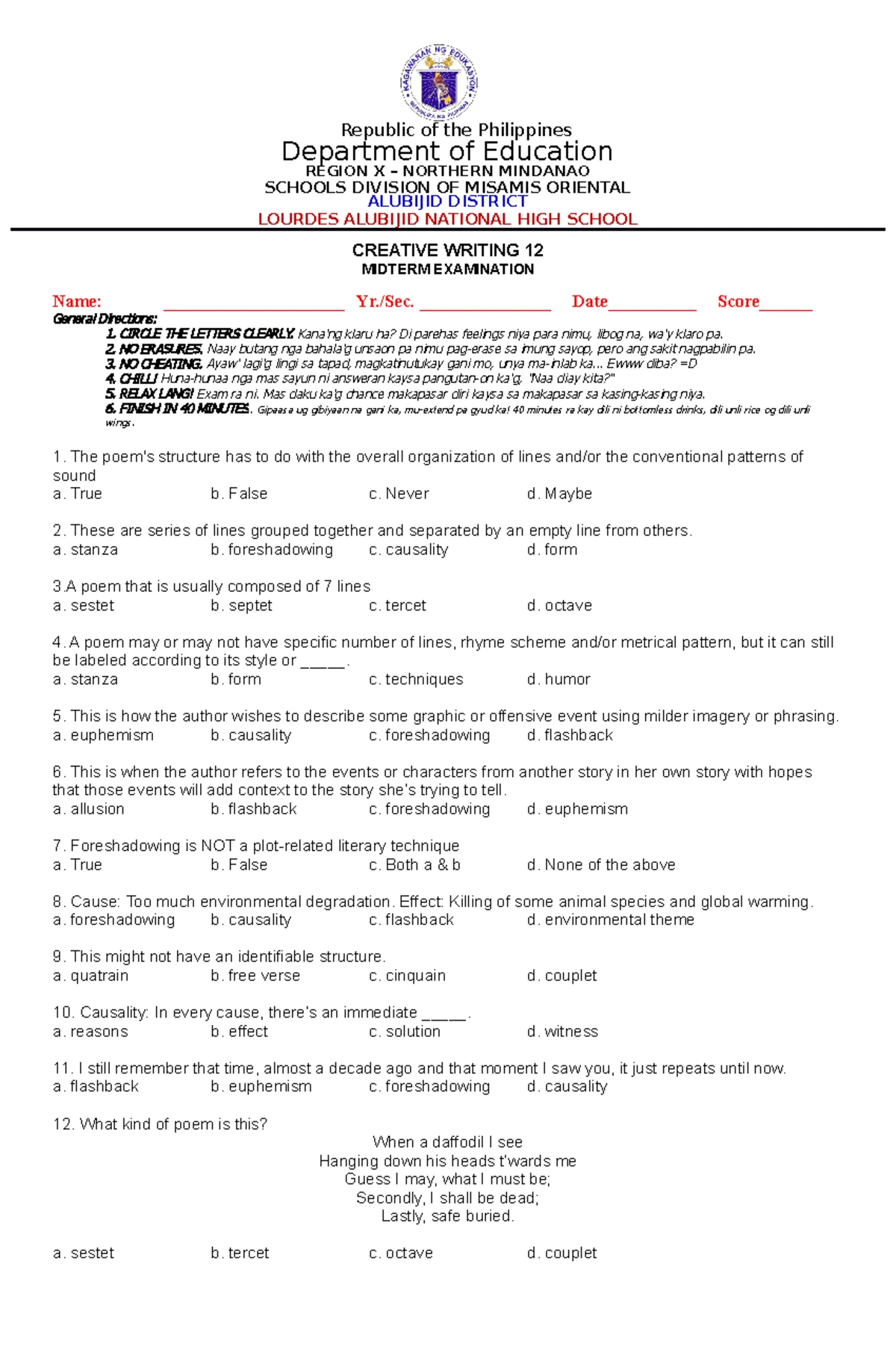 Eng8 q1 mod1 Reading Comprehension v5 - i Levie D. Llemit, PhD – EPS- I English Leah L ...