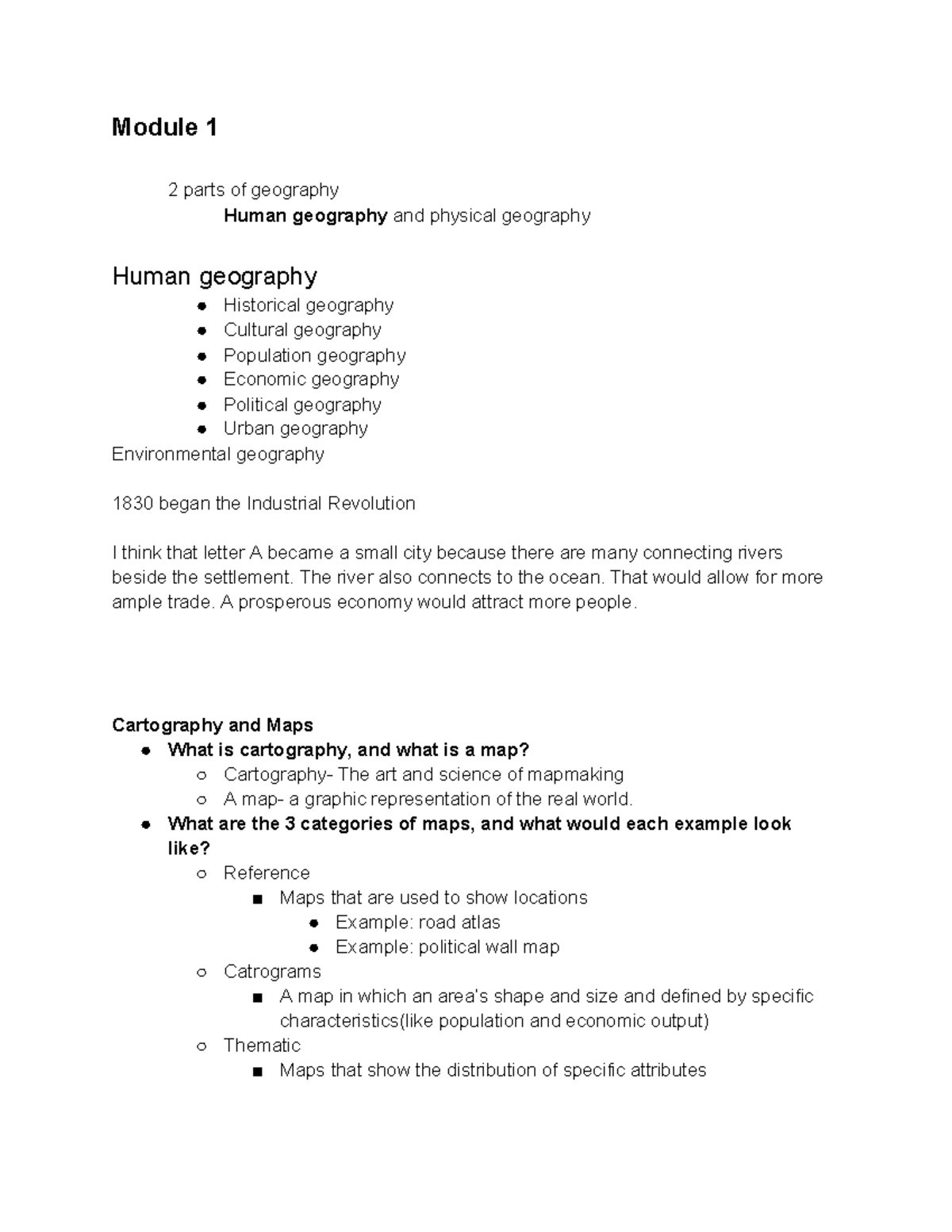 Geography Module 1 Notes: Human Geography & Cartography Insights - Studocu