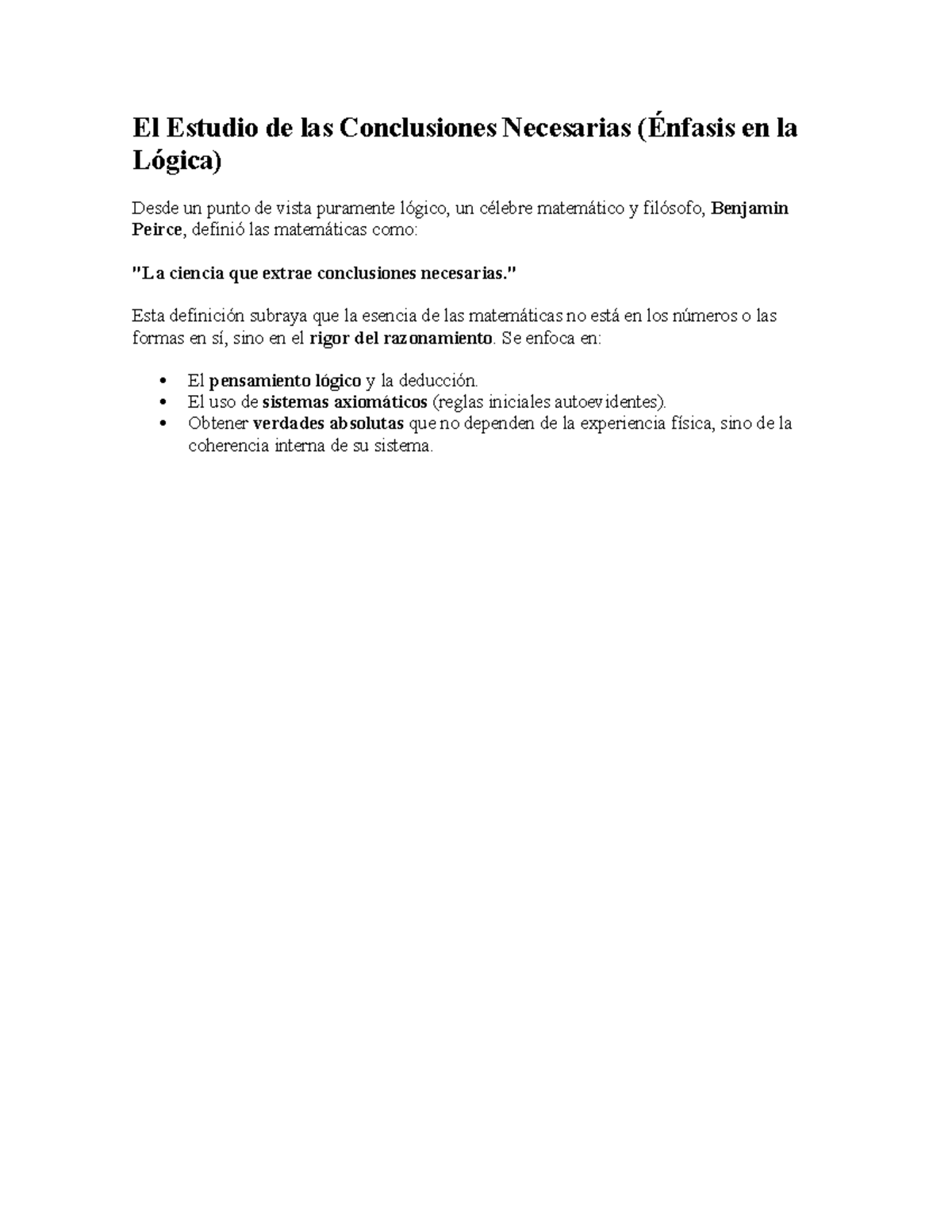 El Estudio de las Conclusiones Necesarias - " Esta definición subraya ...