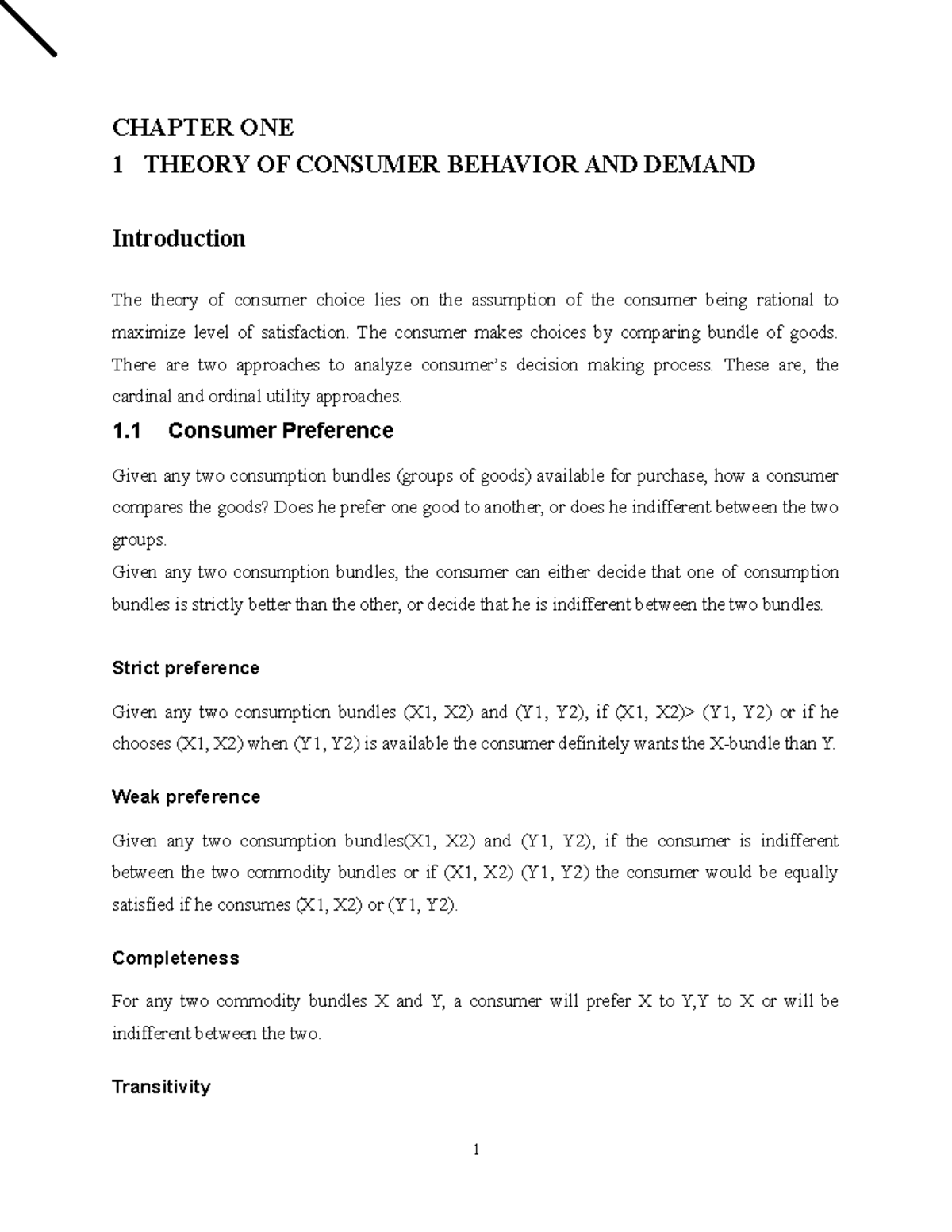 Microeconomics: Theory of Consumer Behavior & Demand Analysis - Studocu