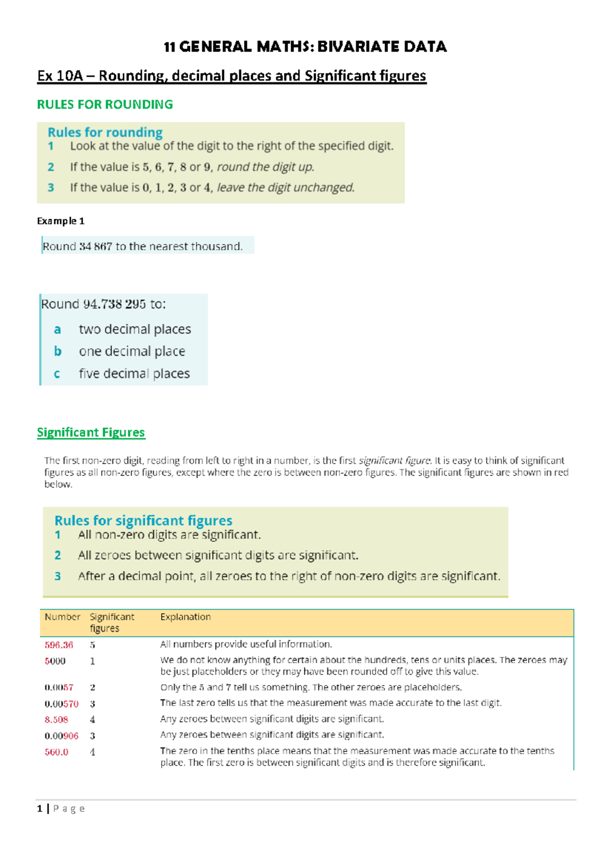 Bivariate Data: General Maths 11 Notes on Relationships & Models - Studocu