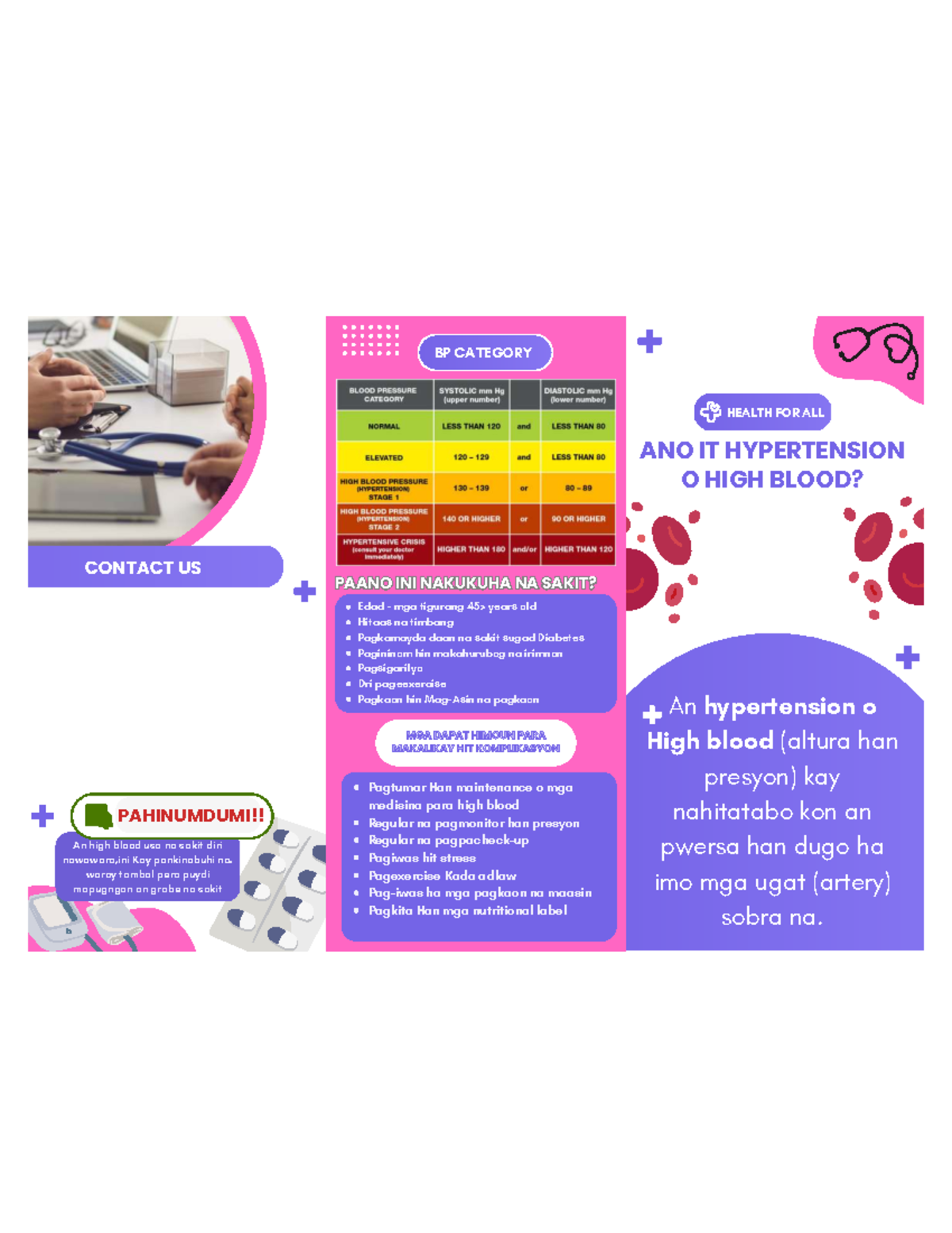 BP CATEGORY: Health for All on Hypertension - Pamphlet - Studocu